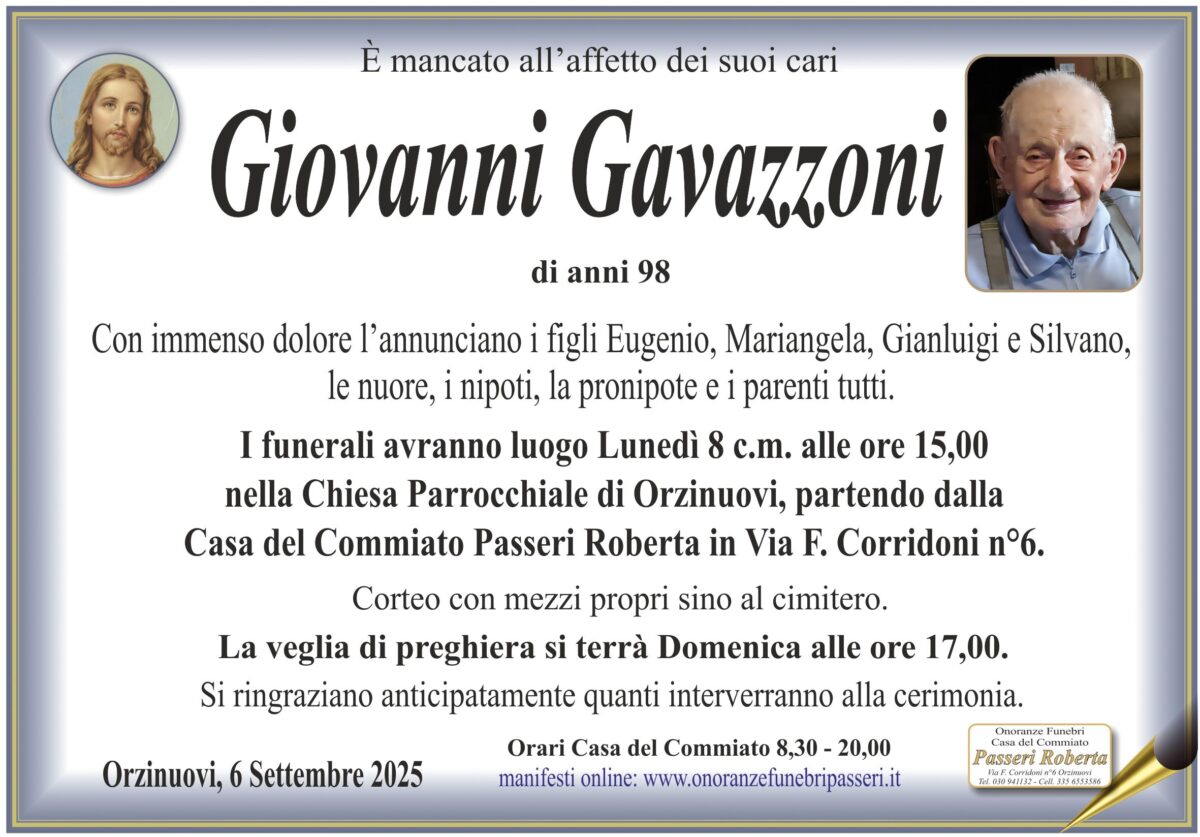 Giovanni Gavazzoni - Onoranze Funebri Passeri